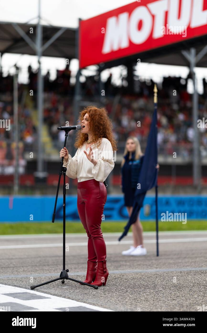 Imola, Italie. 20th Apr, 2025. National Anthem singer portrait during ...