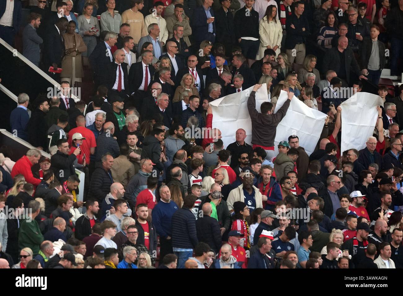 Supporters with protest banners aimed at the directors box in the ...