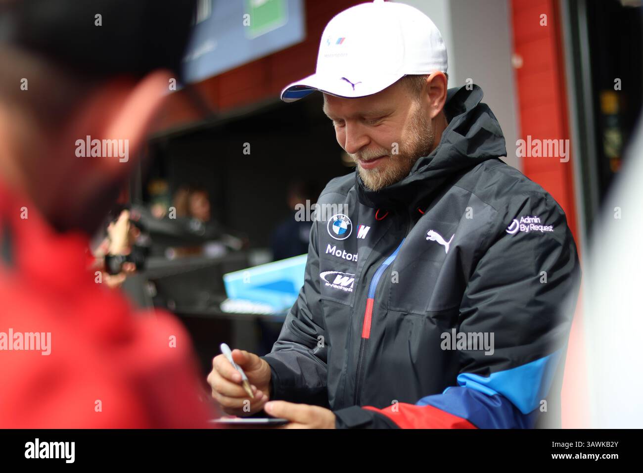 Imola, Italy. 20th Apr, 2025. Kevin MAGNUSSEN (DEN) signs for fans ...