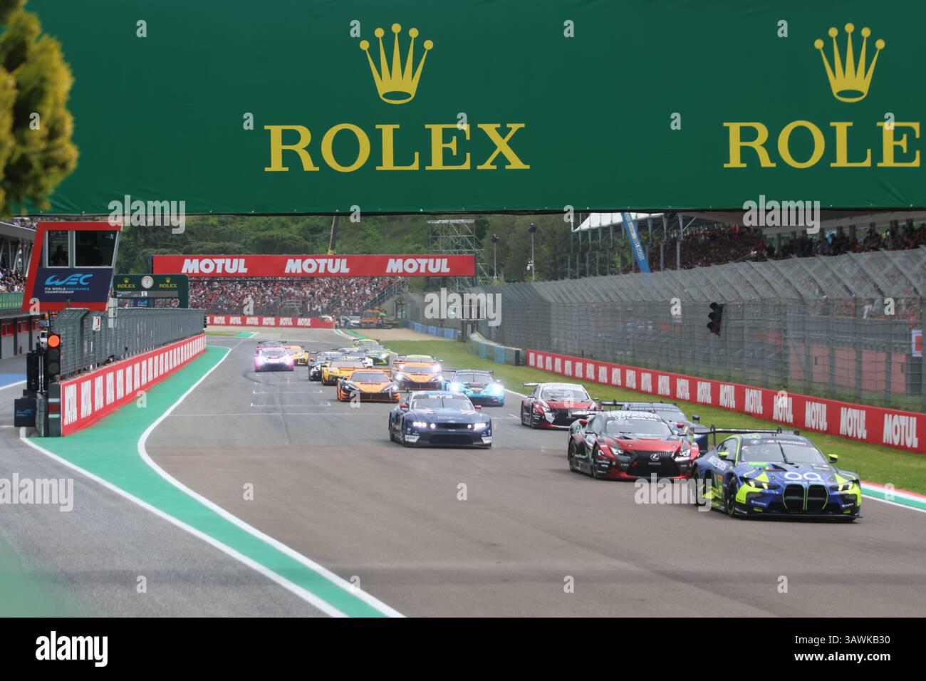Imola, Italy. 20th Apr, 2025. The #31 TEAM WRT BMW M4 LMGT3 leads the ...