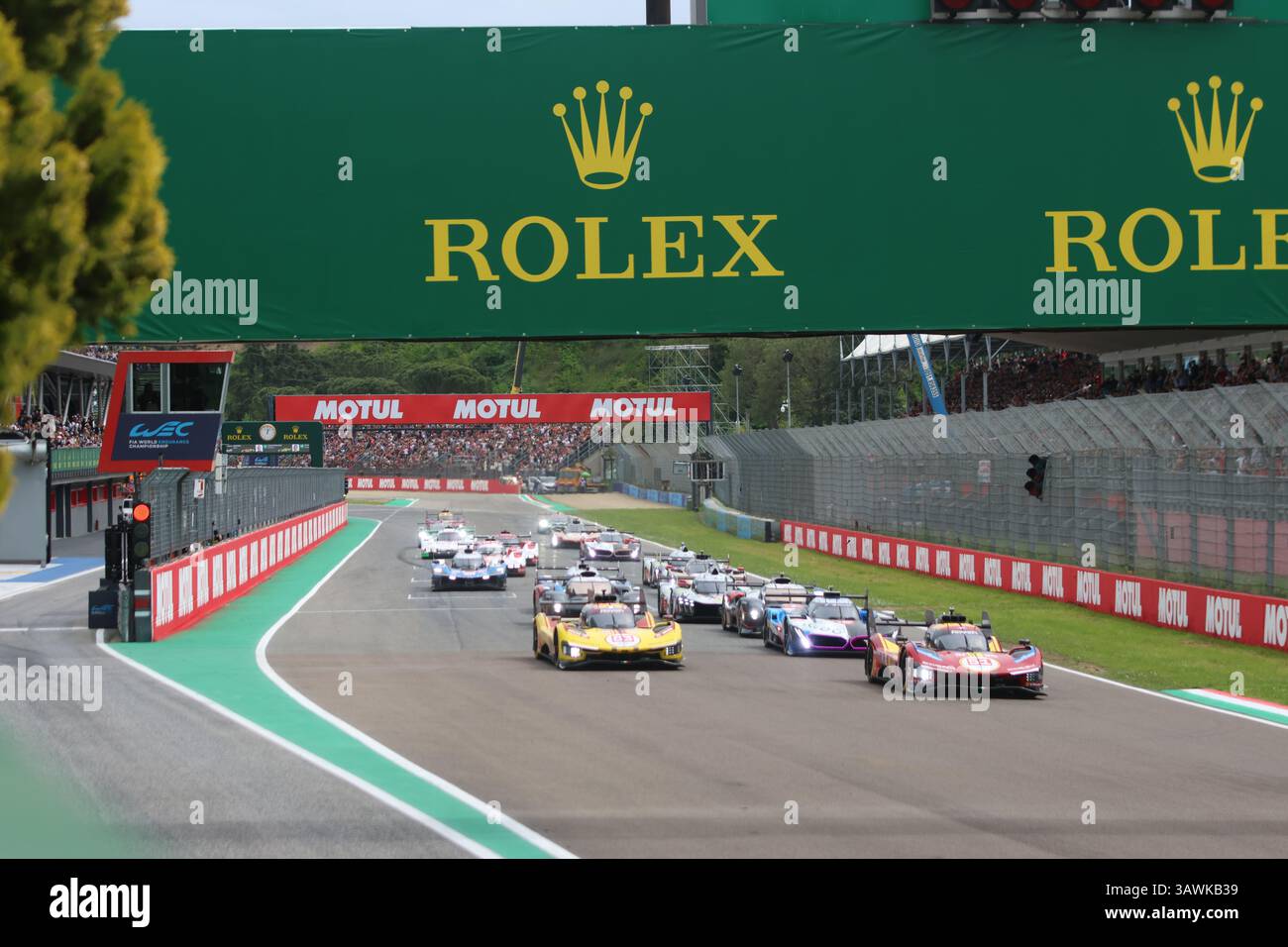 Imola, Italy. 20th Apr, 2025. Hypercars accelerate off the line at the ...