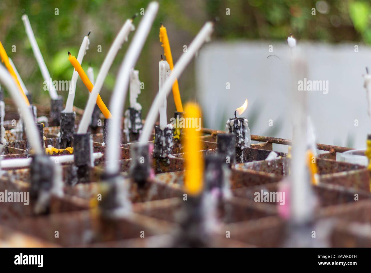 Candles planted and lit by devotees at Ibajay Church in Aklan ...
