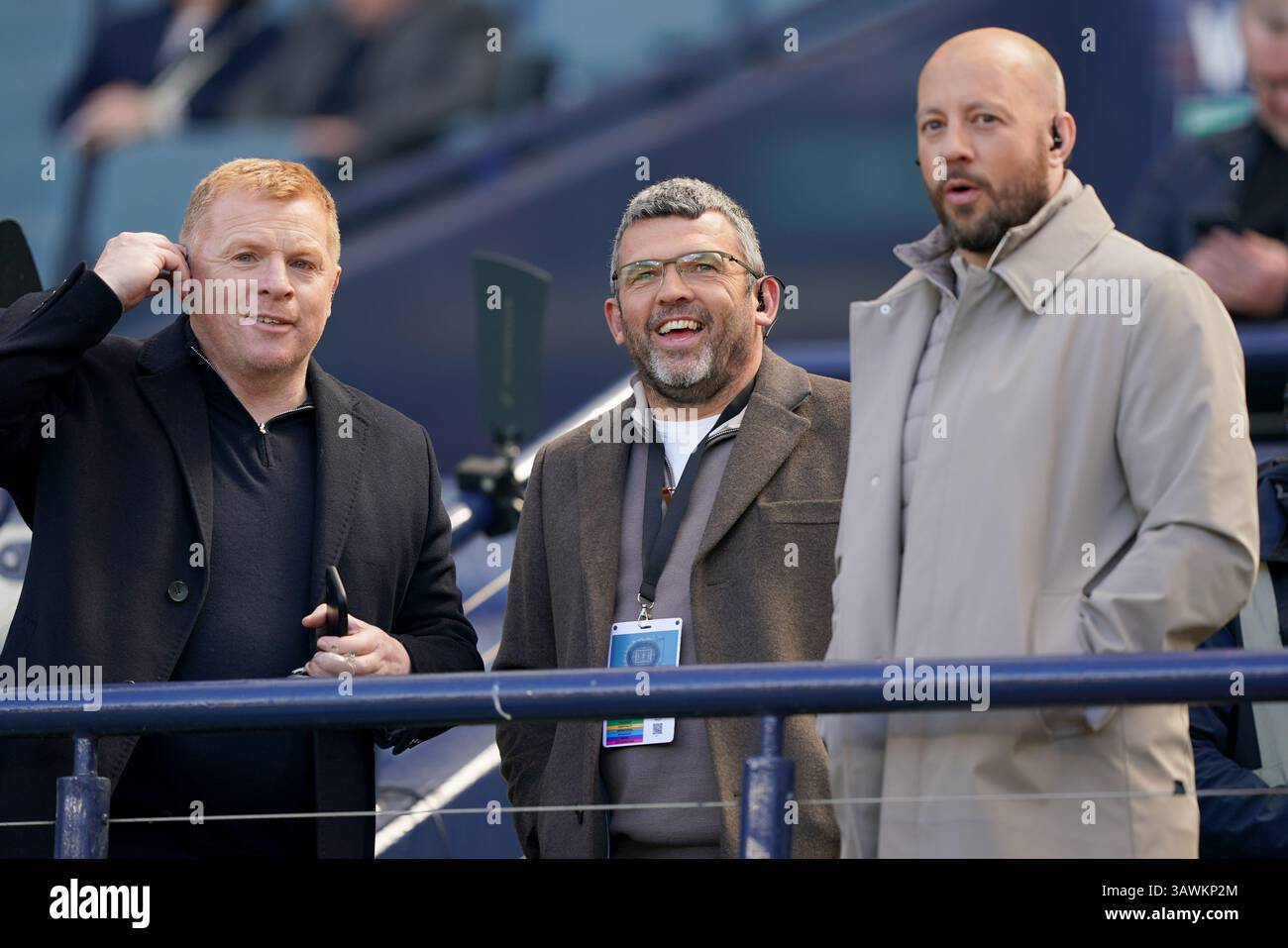 (left to right) TV pundits Neil Lennon, Callum Davidson and Alan Hutton ...