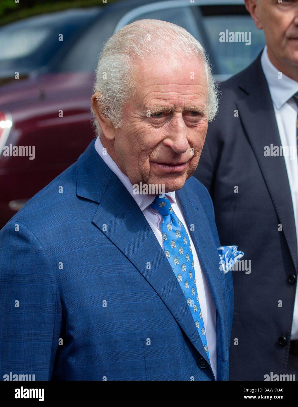London, England, UK. 20th Apr, 2025. King CHARLES III leaves St George ...