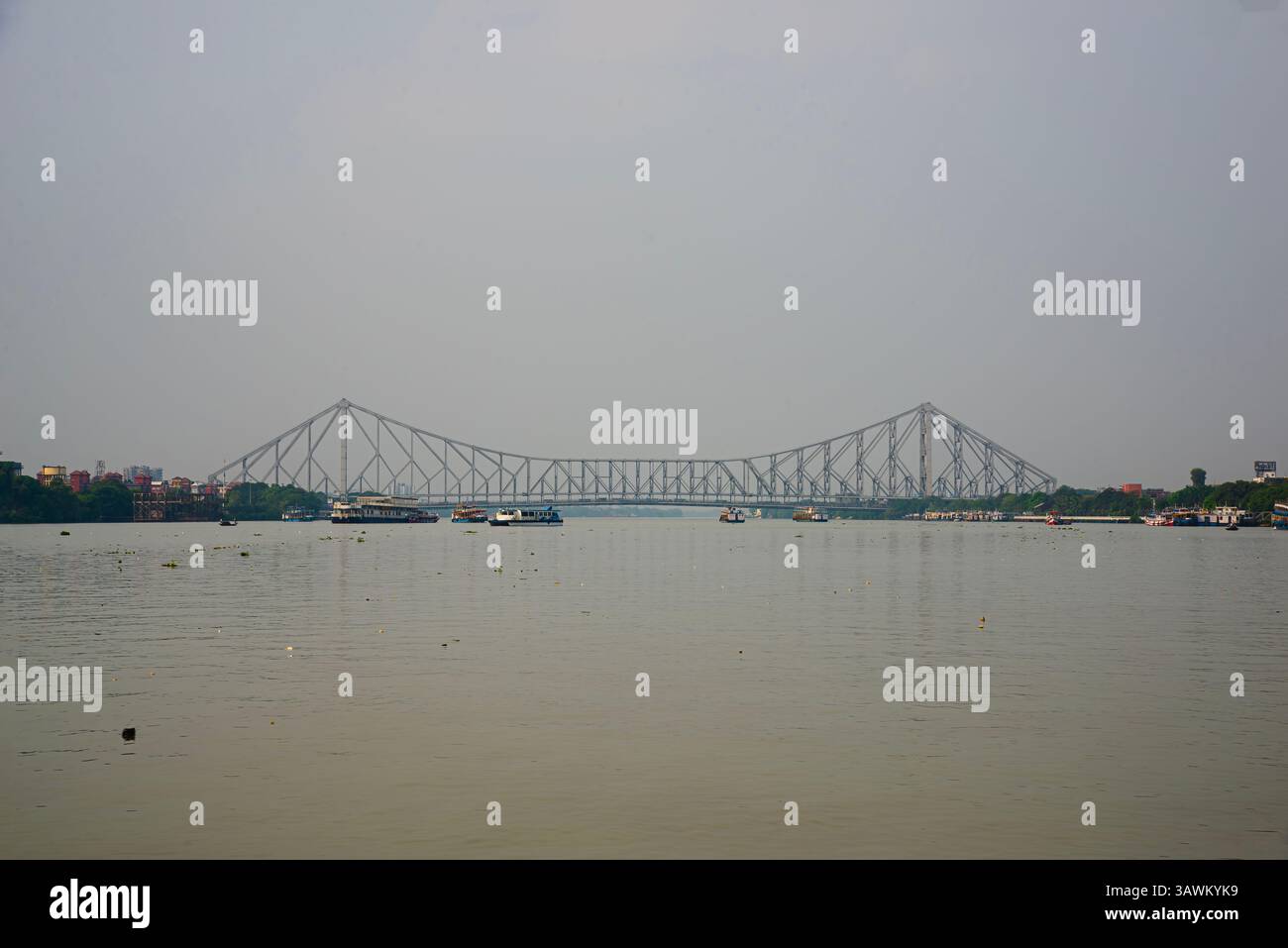 Full view of Howrah bridge or Rabindra Satu from the middle of The ...