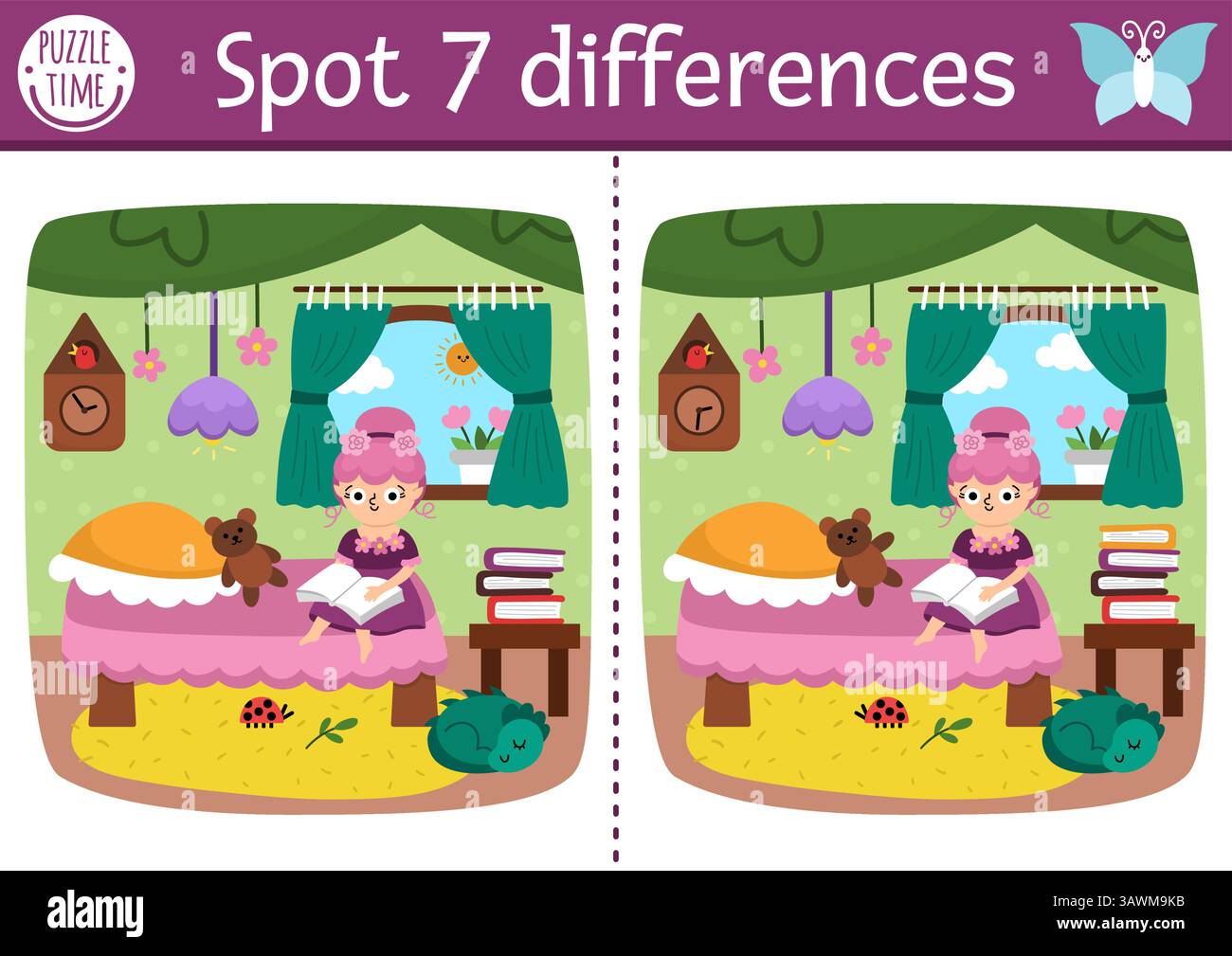 Find differences game for children. Fairyland educational activity ...