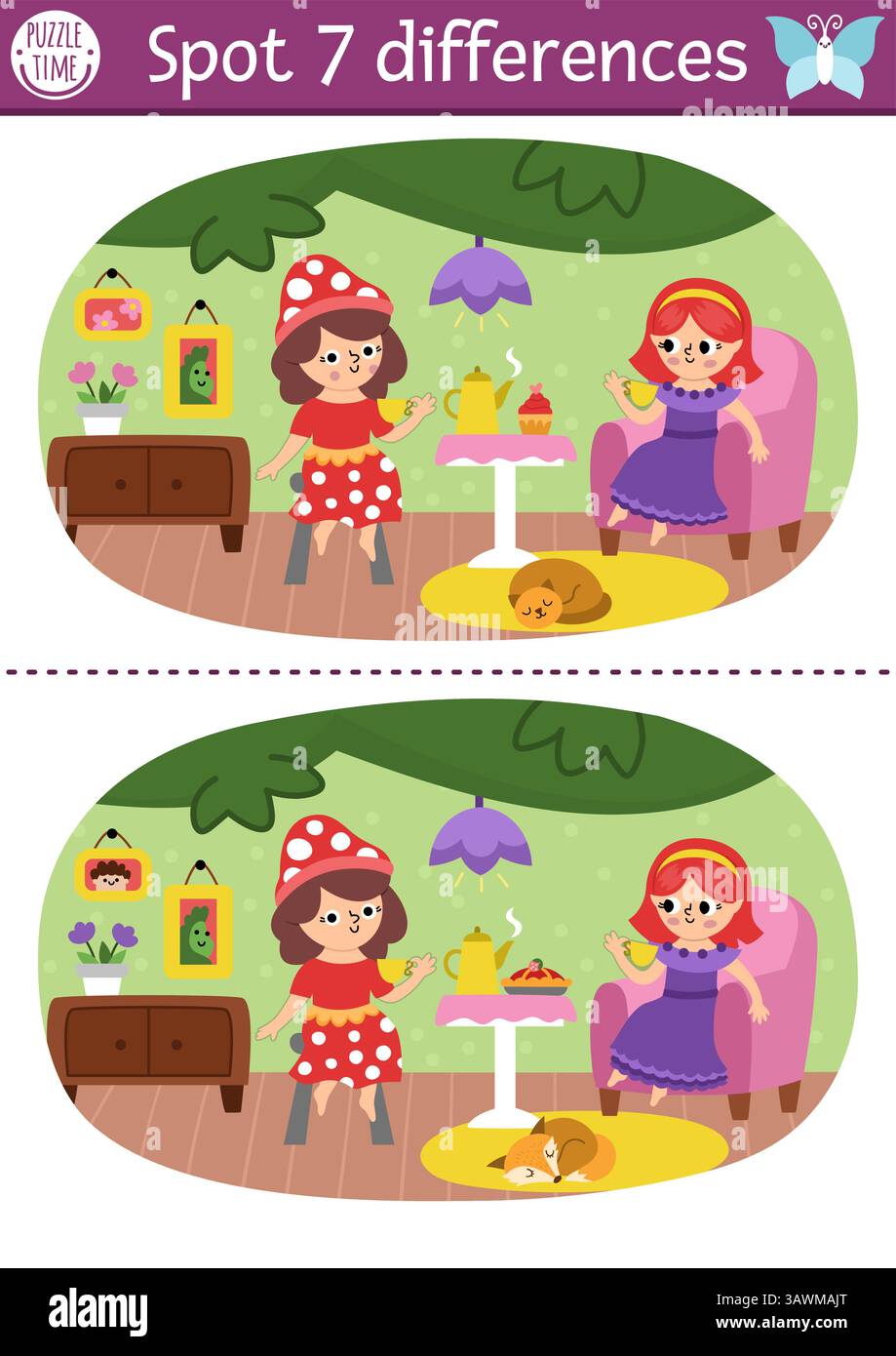Find differences game for children. Fairyland educational activity ...