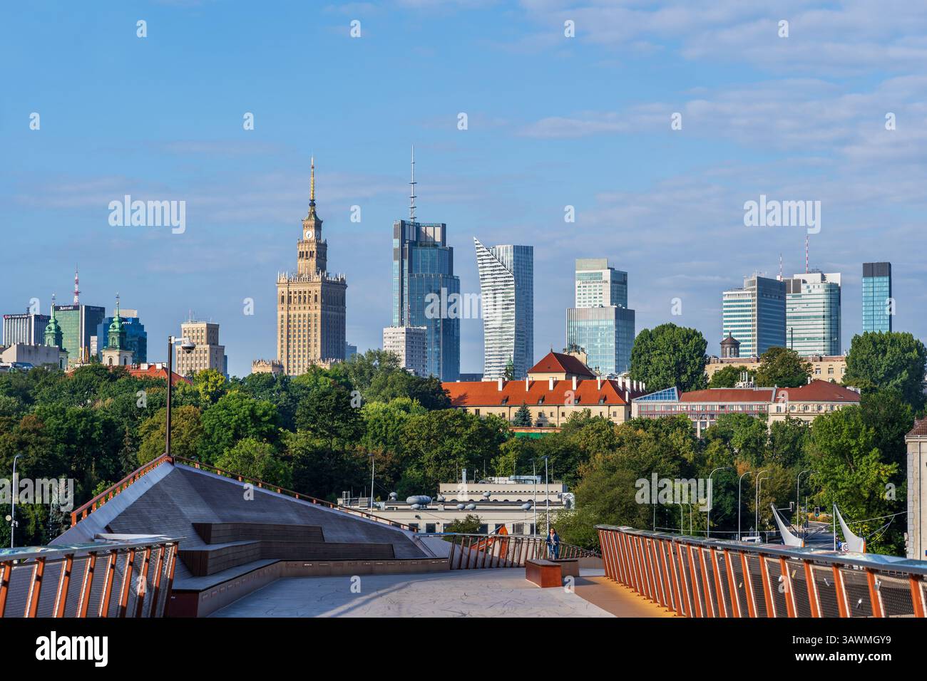 City centre of Warsaw in Poland. Downtown skyline with skyscrapers from ...