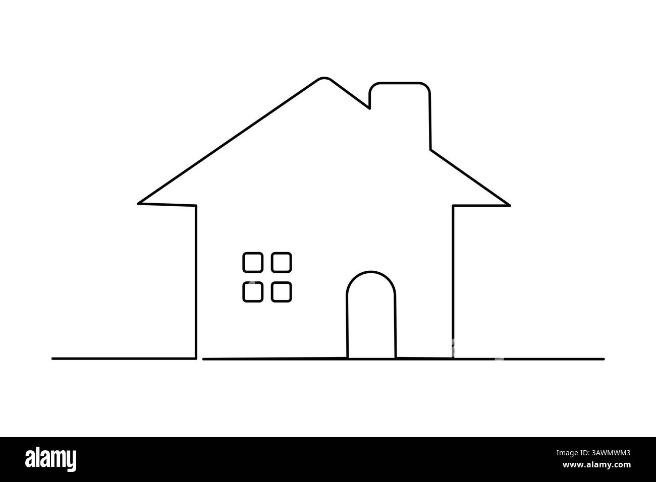 Home single line art drawing continuous vector isolated on white ...