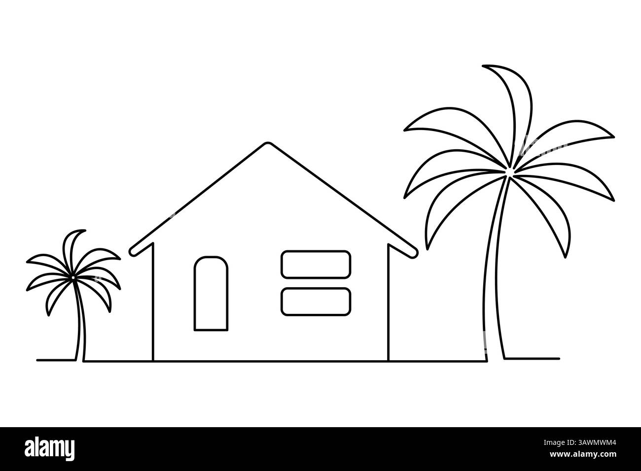 Home single line art drawing continuous vector isolated on white ...