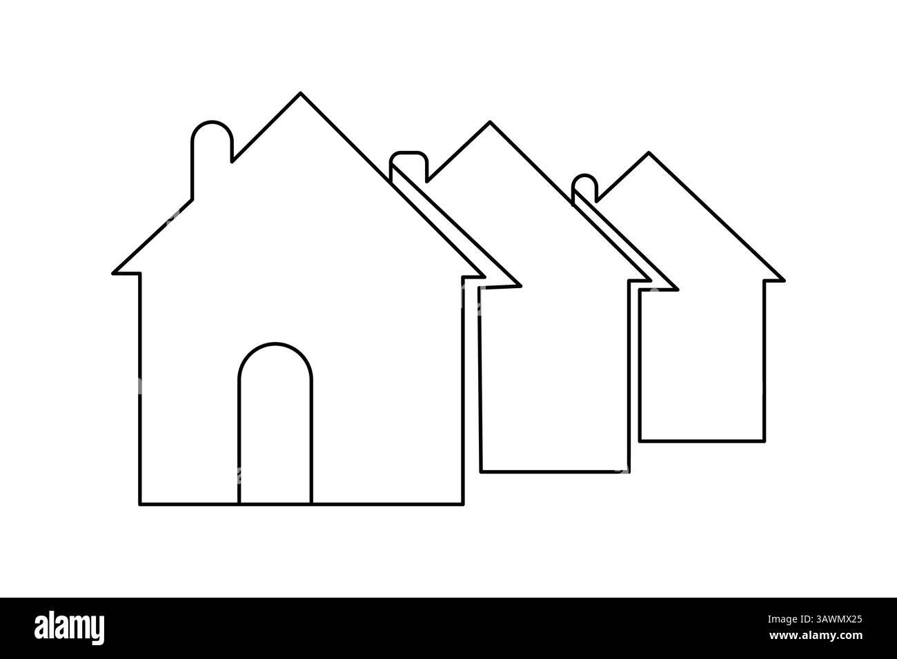 Home single line art drawing continuous vector isolated on white ...