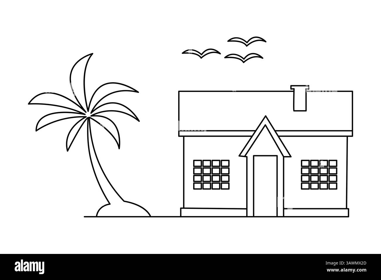 Home single line art drawing continuous vector isolated on white ...