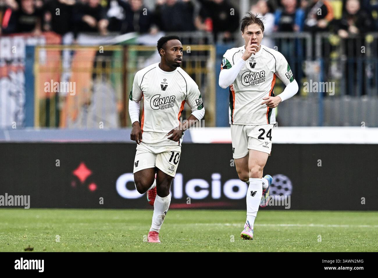 Venezia's John Yeboah celebrates his goal during the Serie A soccer ...
