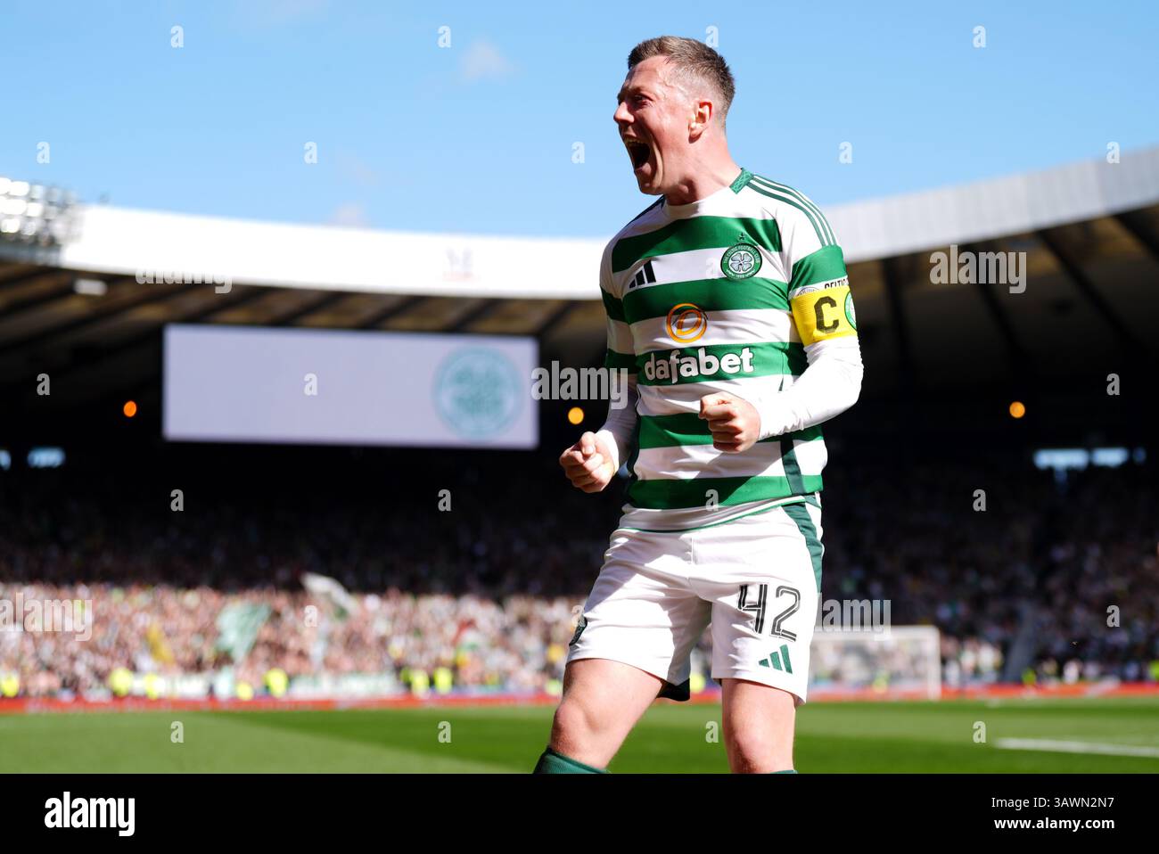 Celtic's Callum McGregor celebrates after scoring his sides first goal ...
