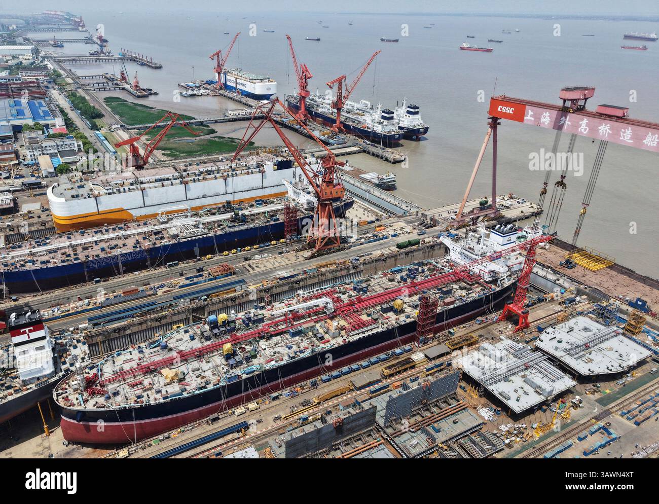 A view of ships under construction at the Shanghai Shipyard in in ...