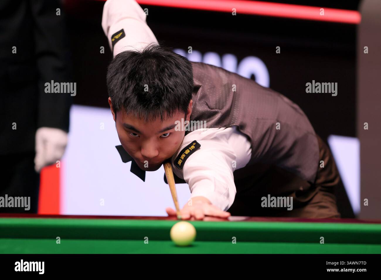 Fan Zhengyi during his match against Mark Allen (not pictured) during ...