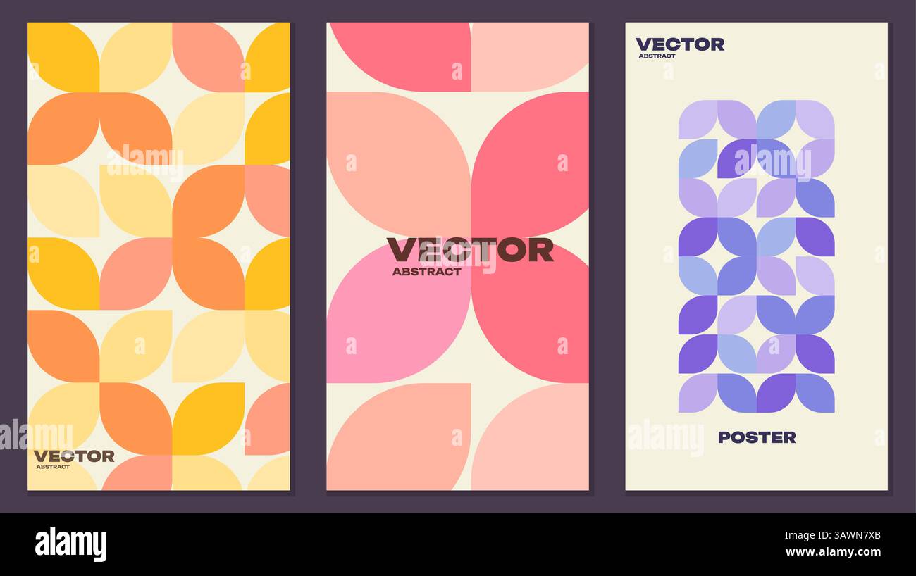 mid-century geometric leaf pattern vector set Stock Vector Image & Art - Alamy