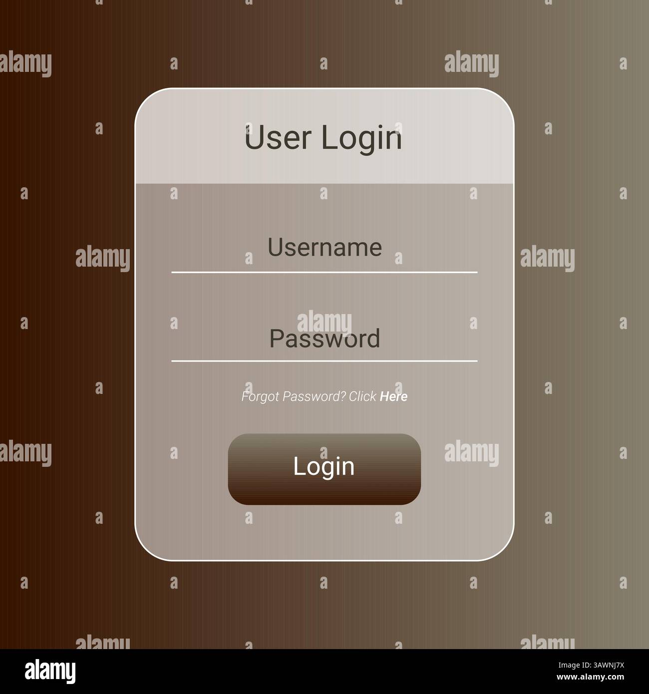An elegant and minimalist login screen design featuring a soft brown gradient background Stock ...