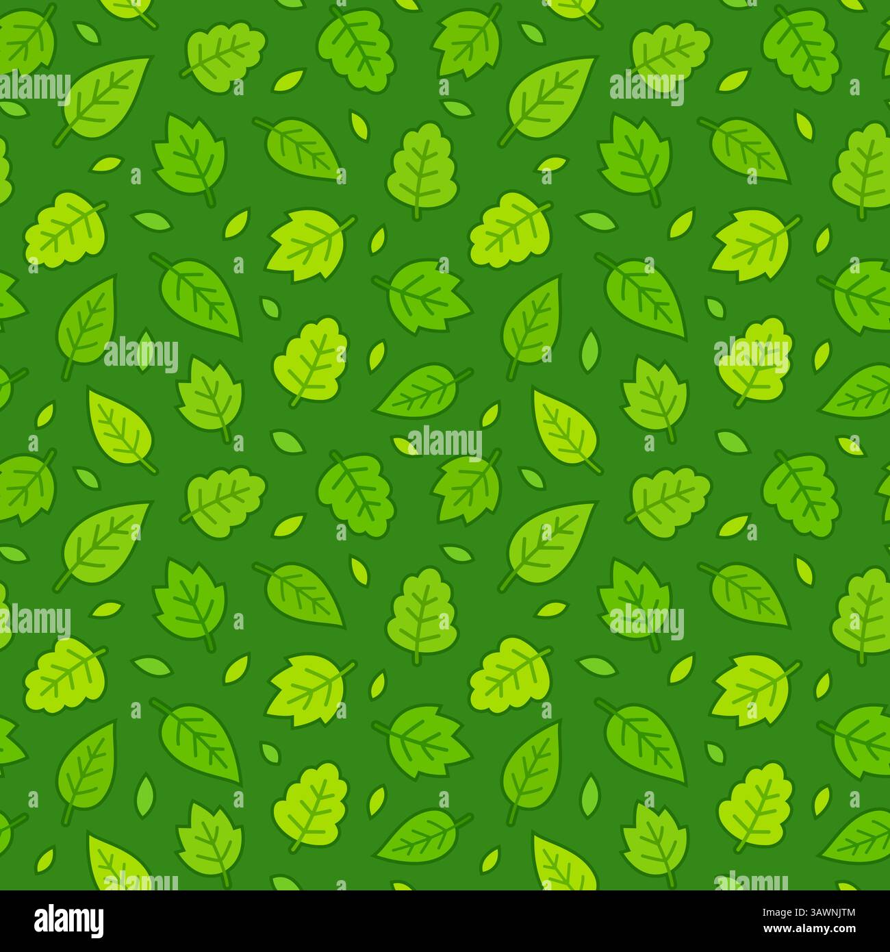 Green leaves seamless pattern in simple cartoon style. Vector clipart illustration Stock Vector ...