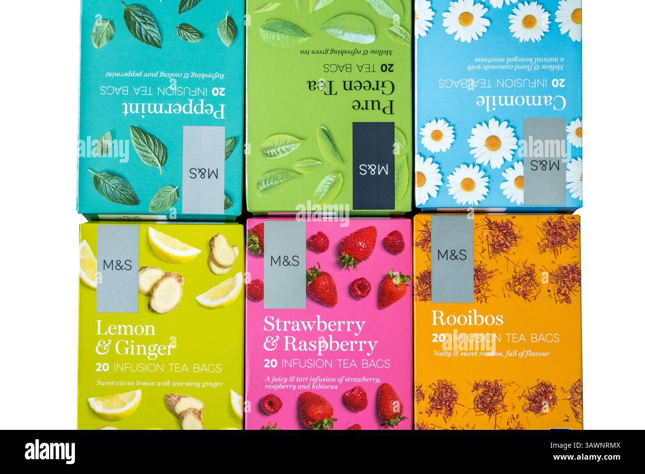 London UK, April 20 2025, Selection of Organic Marks and Spencer Herbal ...