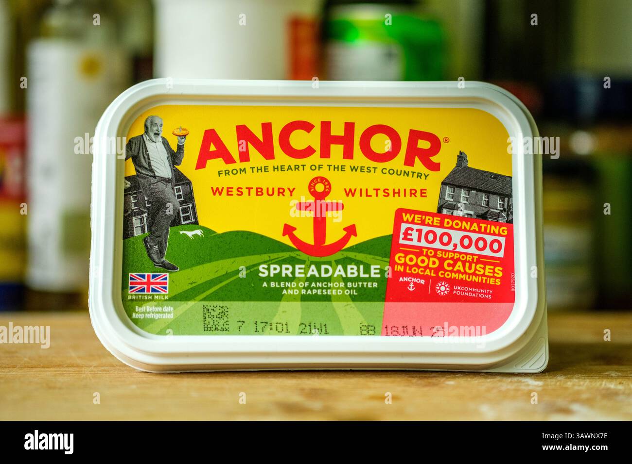 London UK, April 20 2025, Tub or Contaier of British Anchor Butter ...