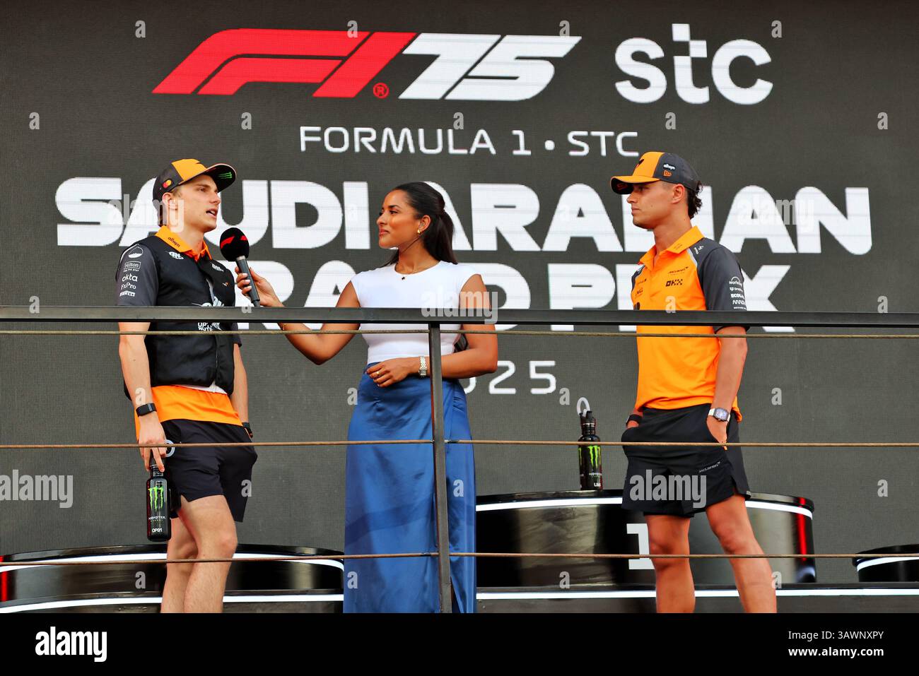 Jeddah, Saudi Arabia. 20th Apr, 2025. (L to R): Oscar Piastri (AUS ...