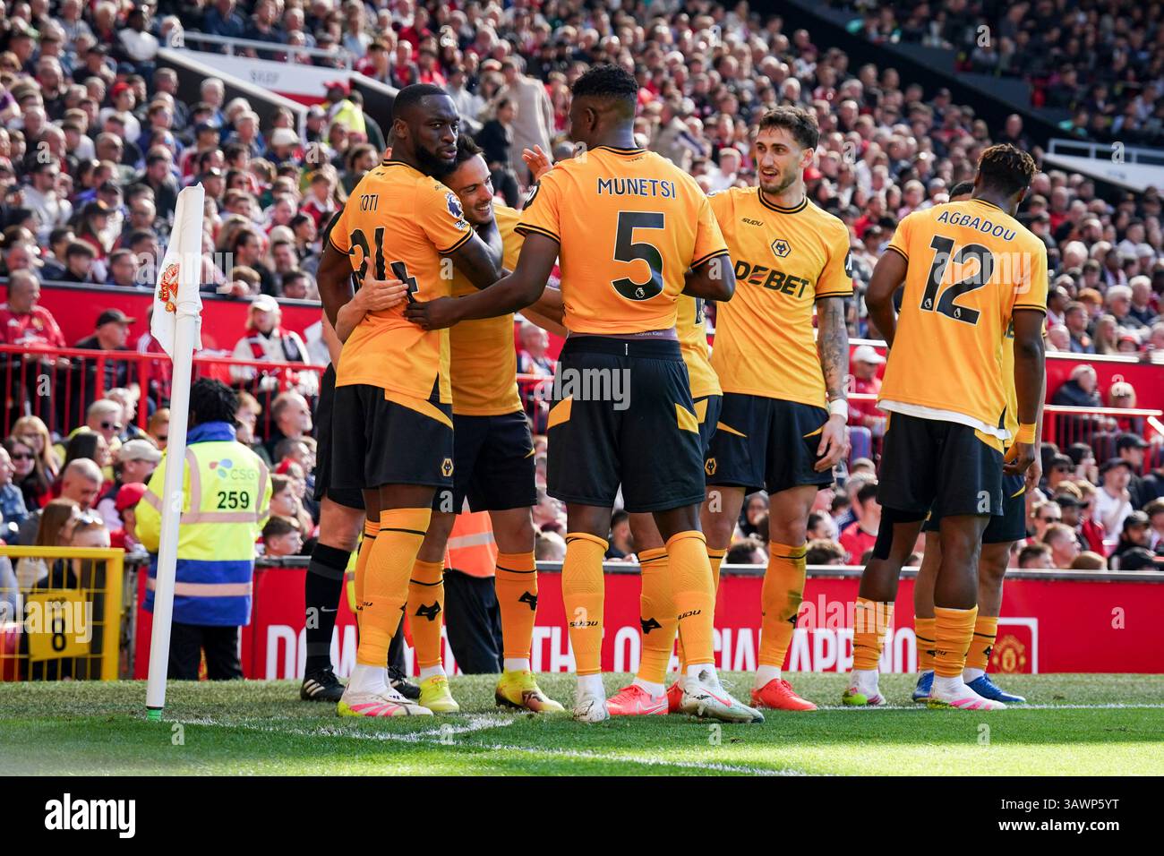 Manchester, UK. 20th Apr, 2025. Wolverhampton Wanderers midfielder ...