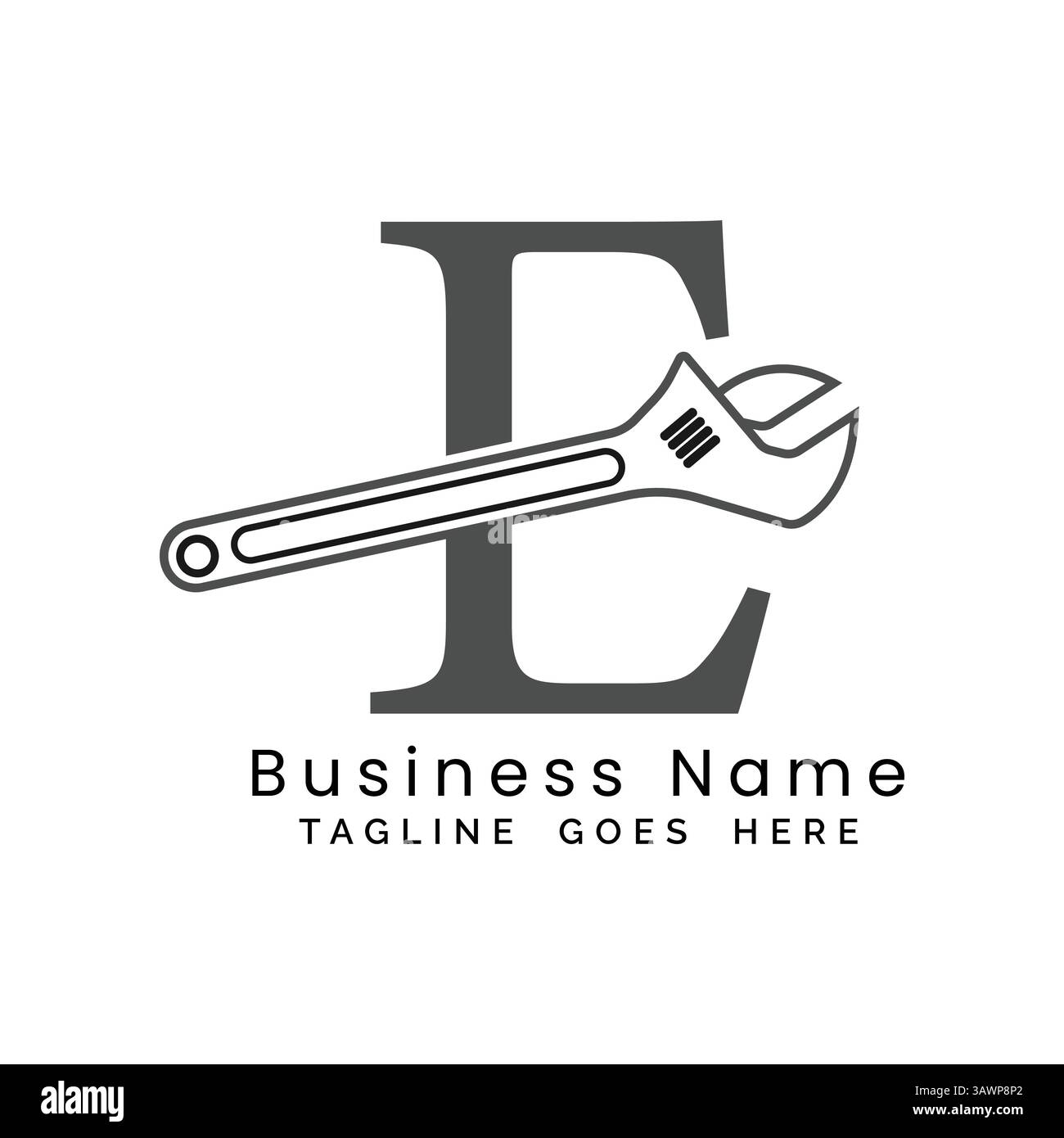 Letter E Wrench logo. Alphabet E Plumber and Maintenance Icon Stock ...