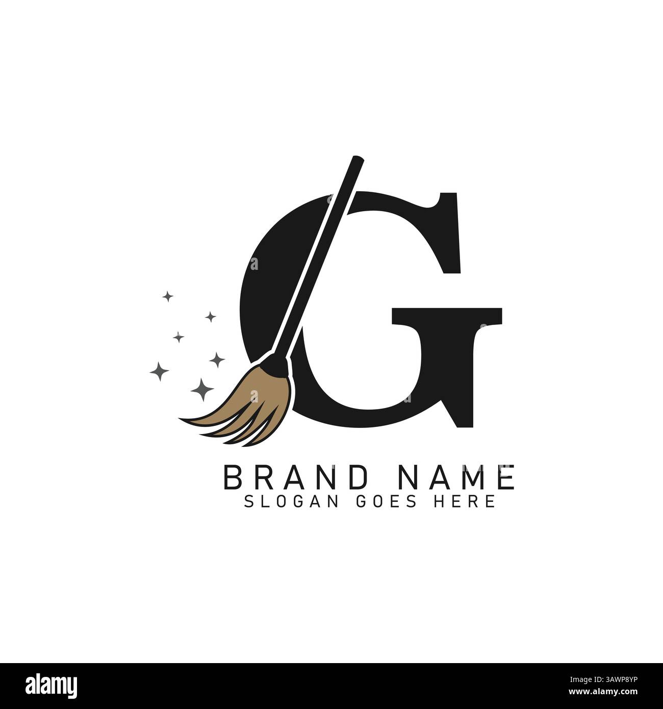 Letter G House Cleaning Broom Logo. Alphabet G Cleaning Brush Icon ...