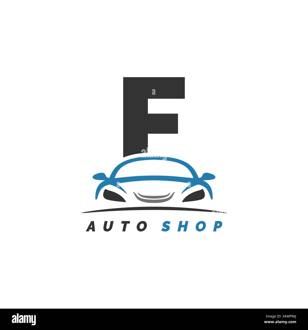 letter F logo auto mechanic with car design. Alphabet F automotive car ...