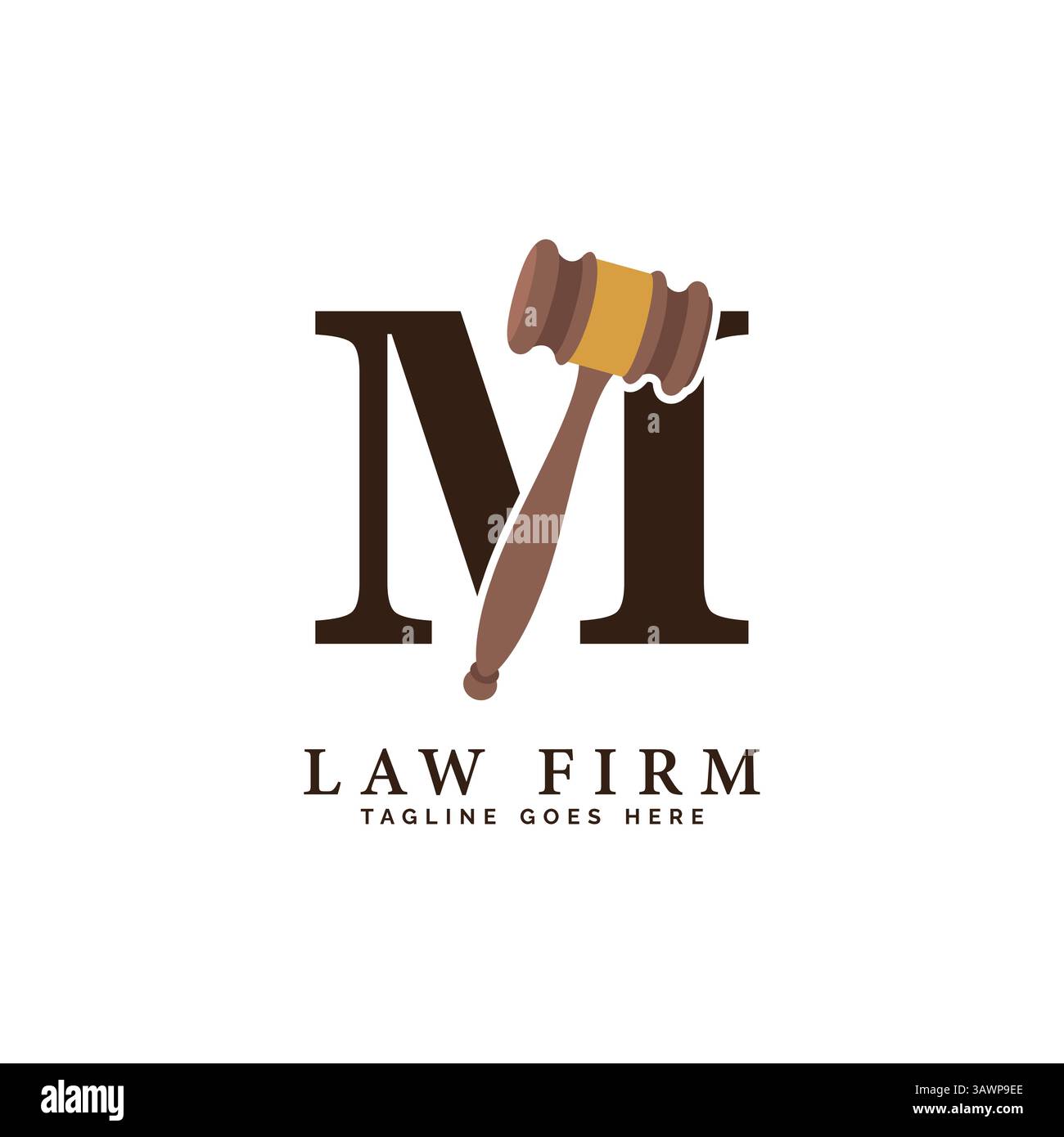 Letter M Law Firm Logo Concept with Judge Hammer. Alphabet M Judge ...