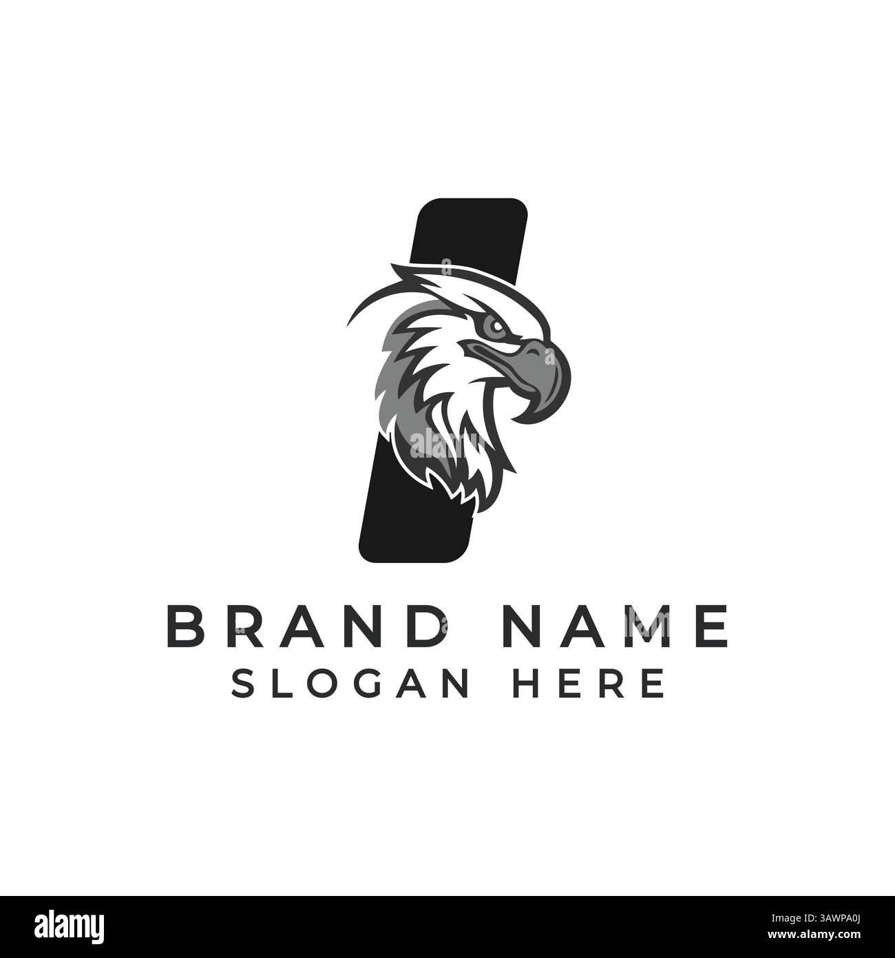 Letter I Logo Concept with Eagle face. Alphabet I Falcon Icon Stock ...