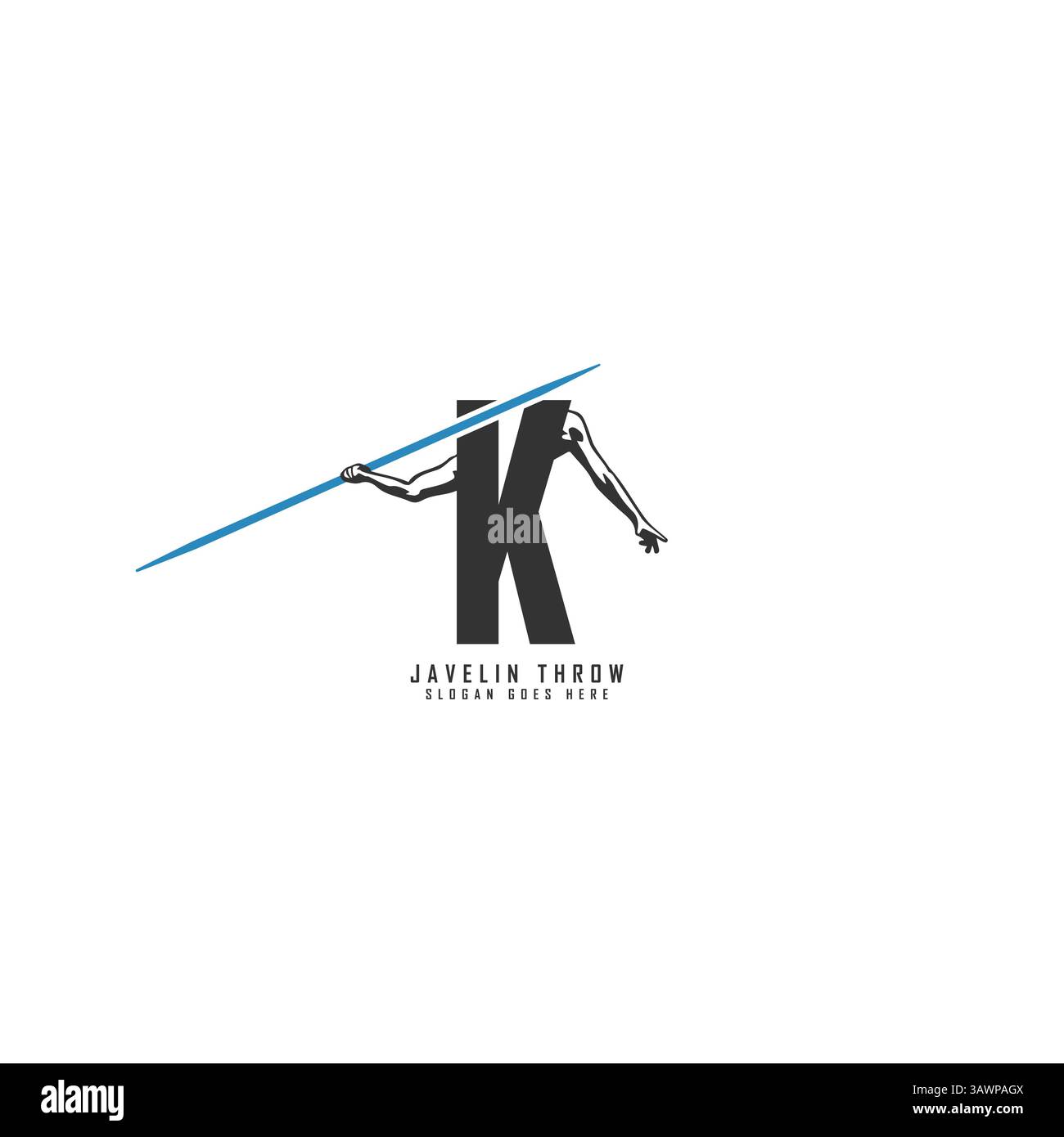Letter K Athlete logo. Alphabet K Javelin Thrower Design Icon Stock ...