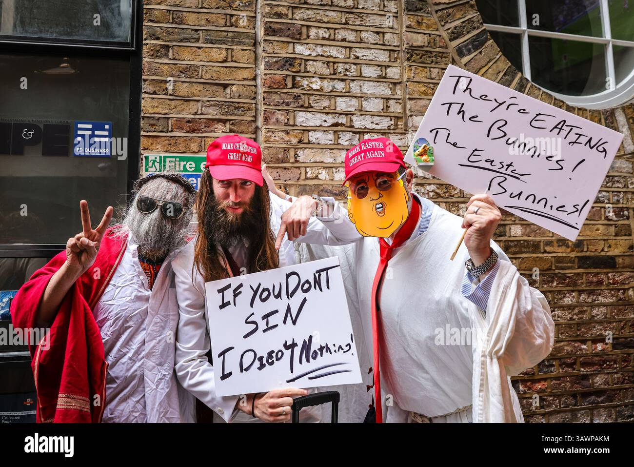 London, UK. 20th Apr, 2025. The group, including Jesus with cross ...