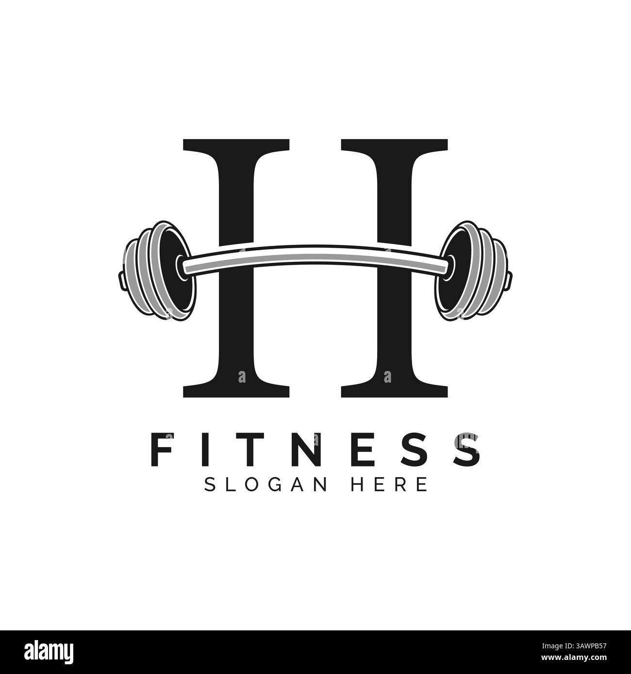 Letter H Gym Logo Design. Alphabet H Barbell symbol Icon Stock Vector ...