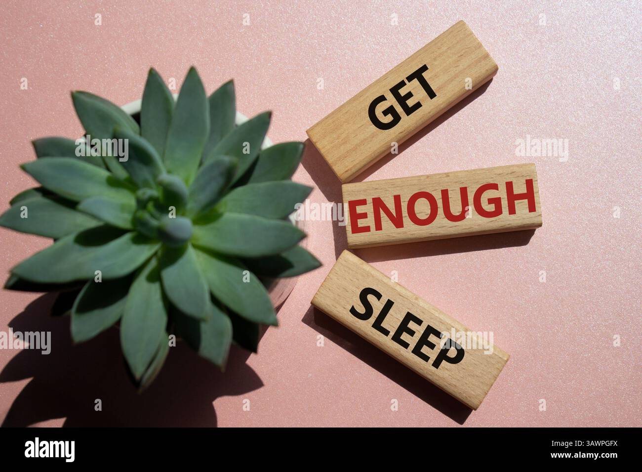Get enough sleep symbol. Wooden blocks with words Get enough sleep with ...