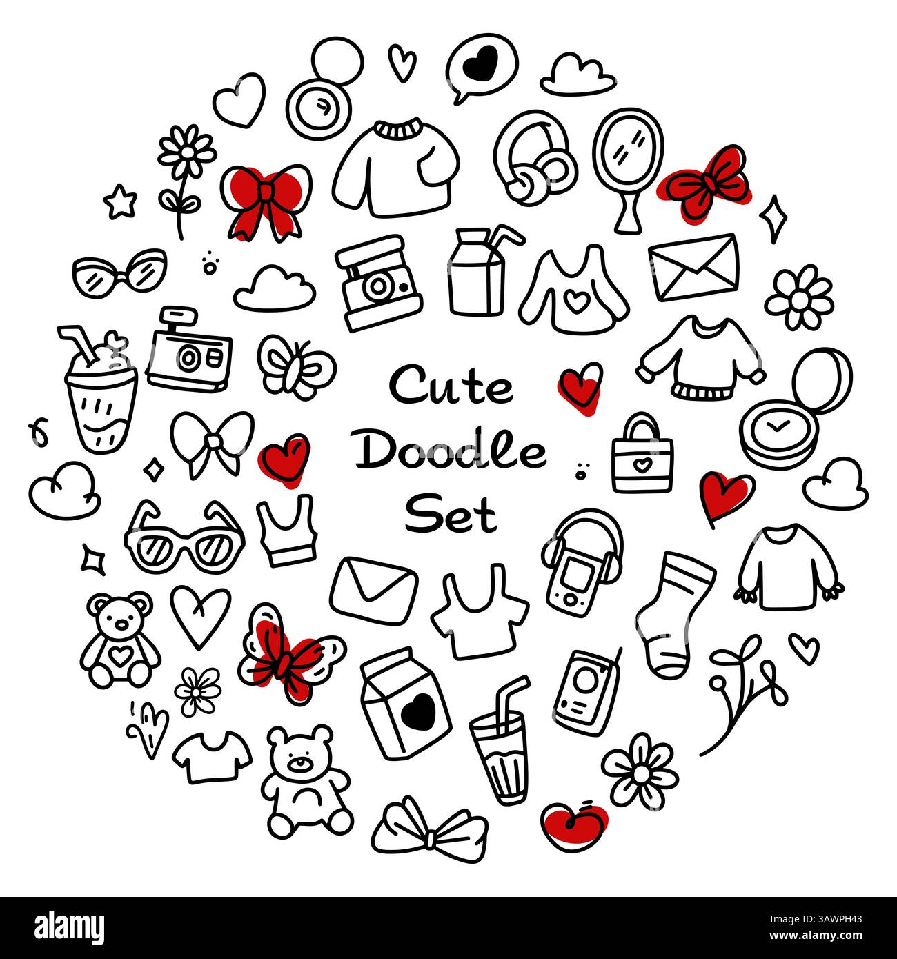 Set of Adorably cute doodles for enhancing projects and making fun ...