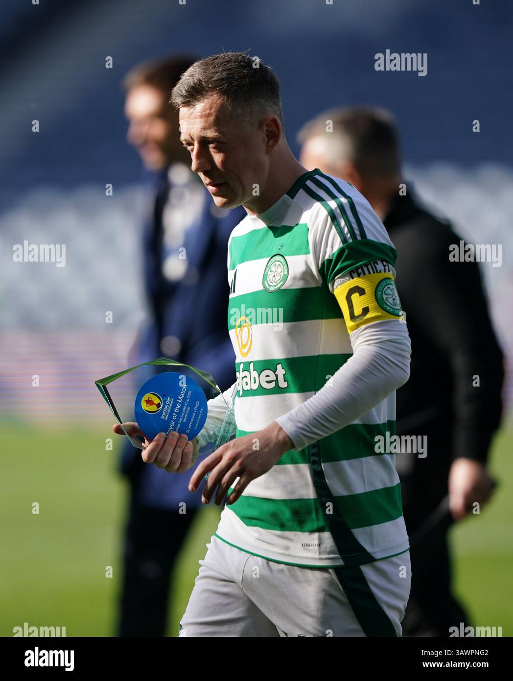 Celtic's Callum McGregor with the Player of the Match award after the ...