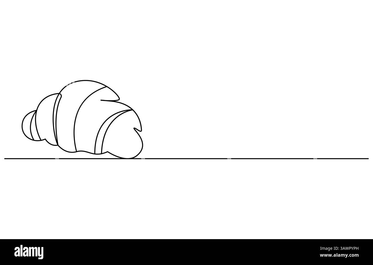 Continuous one line art Croissant icon badge bakery Stock Vector Image ...
