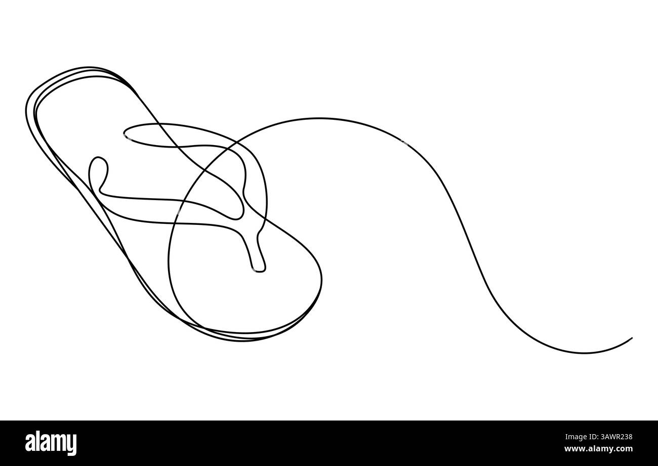 Summer Slippers Continuous one line art Stock Vector Image & Art - Alamy