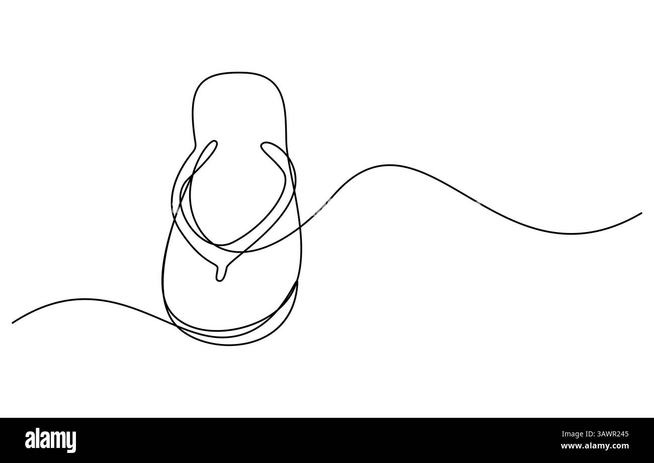 Summer Slippers Continuous one line art Stock Vector Image & Art - Alamy