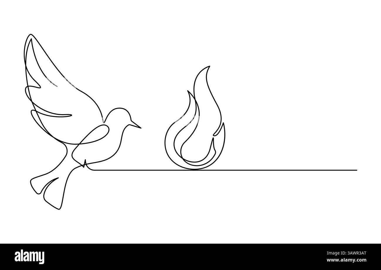 Pentecost Sunday concept one line drawing Stock Vector Image & Art - Alamy