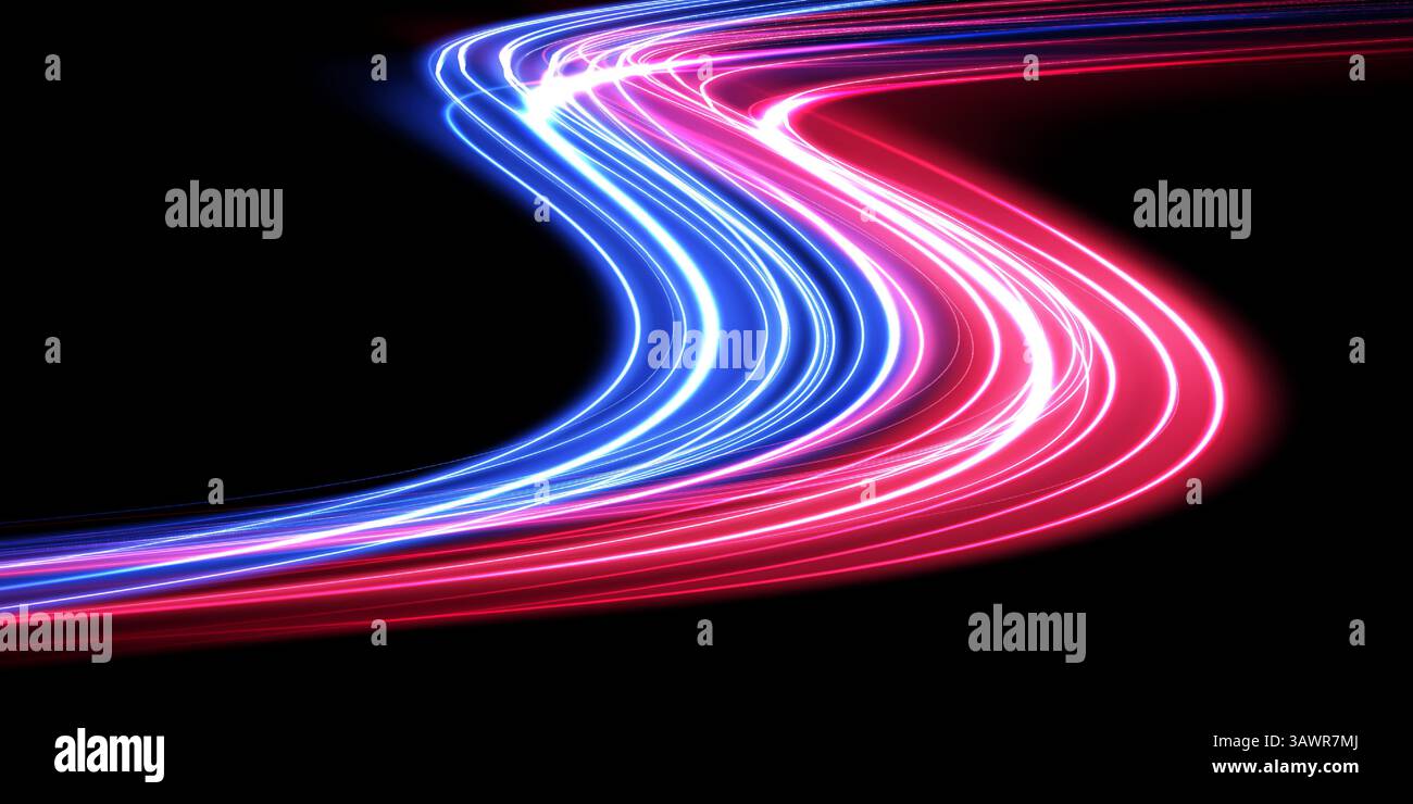 Dynamic Colorful Light Trails Dancing Against A Deep Black Background Create A Mesmerizing