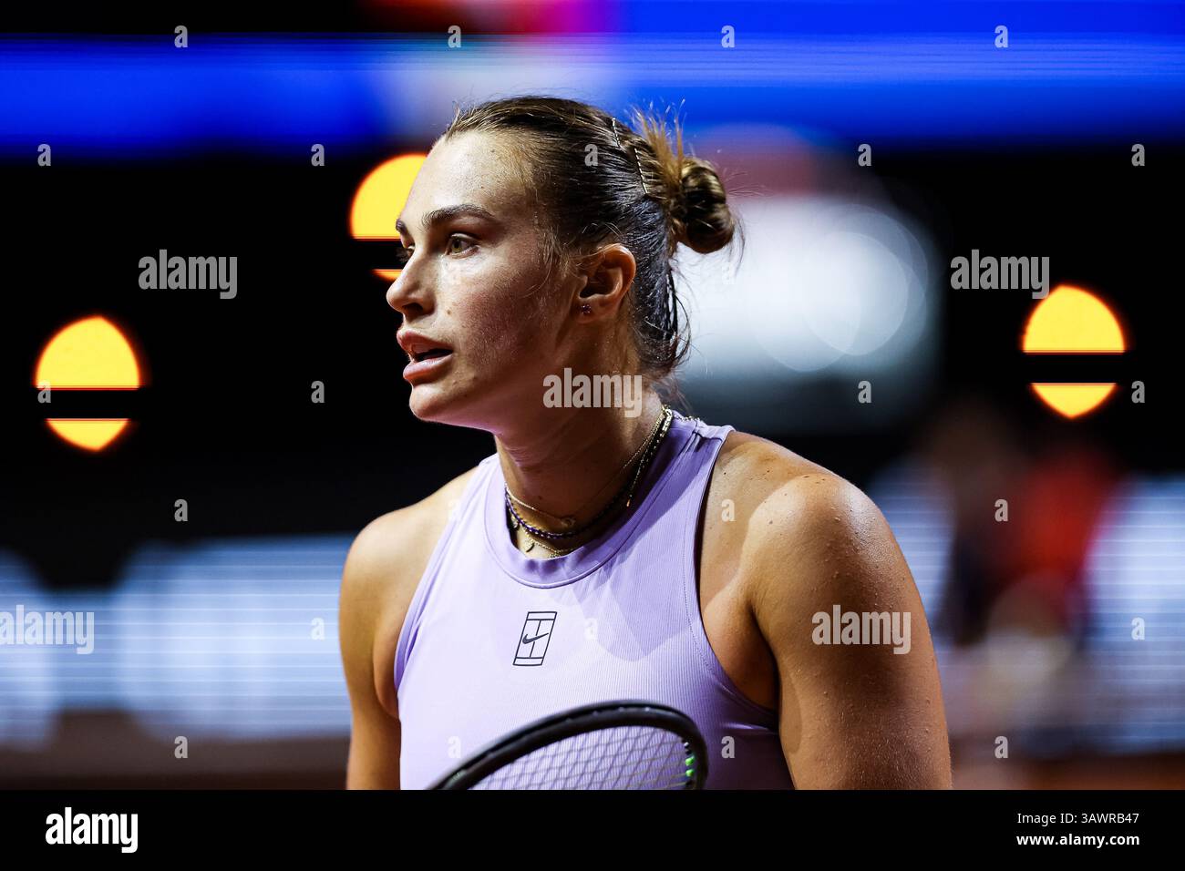 Stuttgart, Deutschland. 20th Apr, 2025. Im Bild Aryna Sabalenka Halbfinale Aryna Sabalenka vs ...