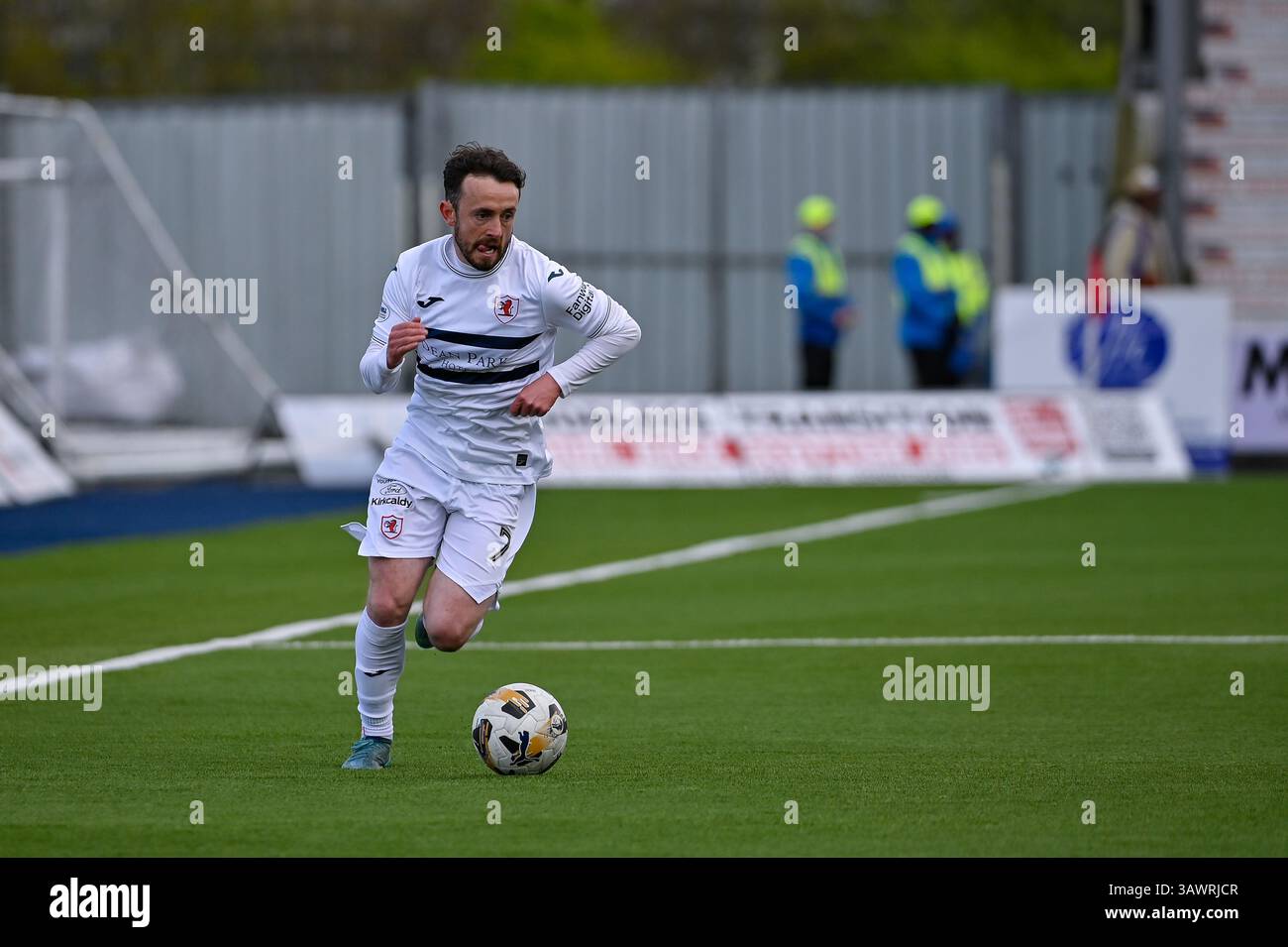 Falkirk, Scotland, UK. 19th April, 2025. Aidan Connolly of Raith Rovers ...