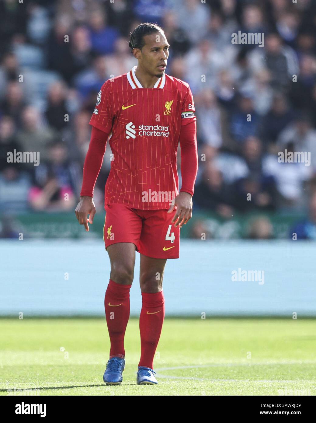 Leicester, UK. 20th Apr, 2025. Virgil van Dijk of Liverpool during the ...