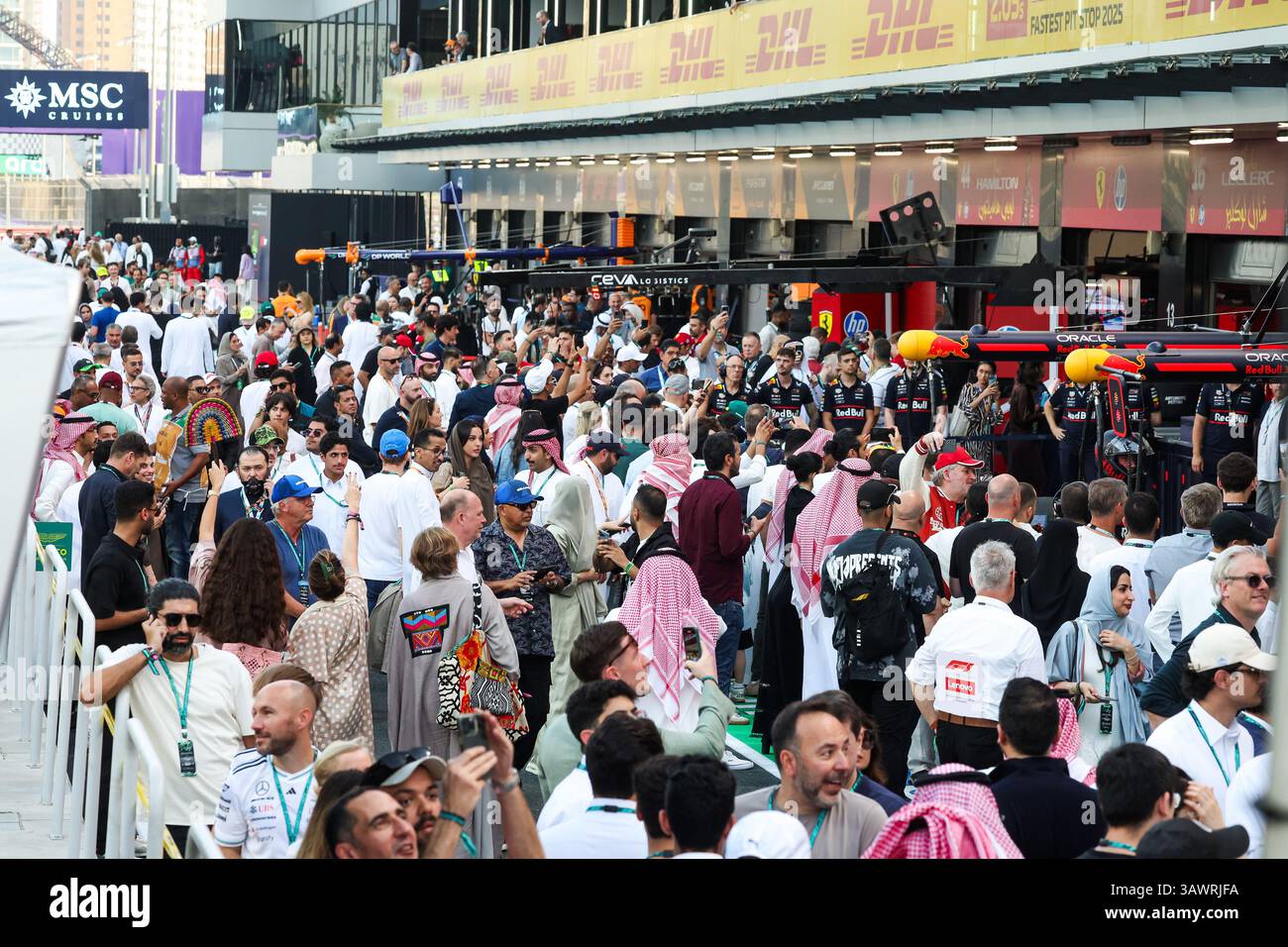Crowd in the pitlane during the Formula 1 STC Saudi Arabian Grand Prix ...