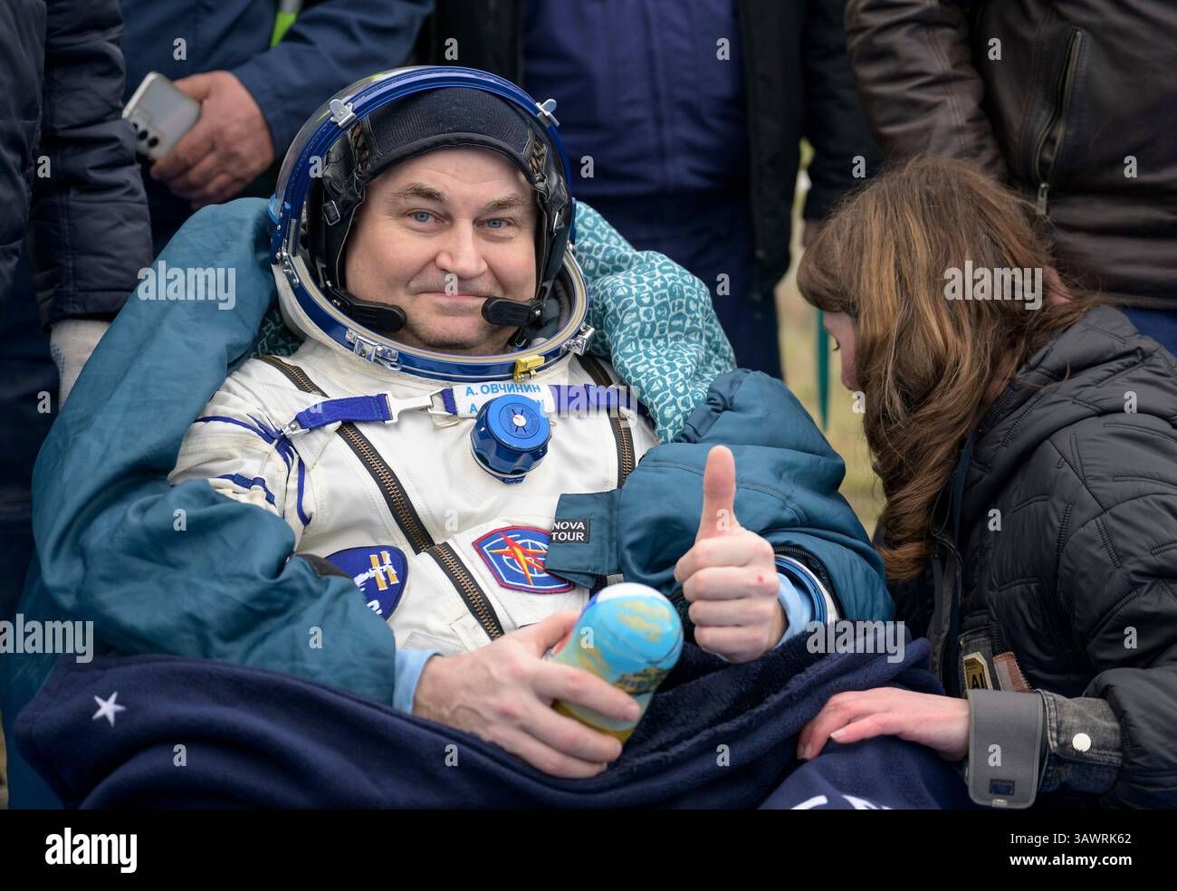 Zhezkazgan, Kazakhstan. 20th Apr, 2025. Roscosmos cosmonaut Alexey ...