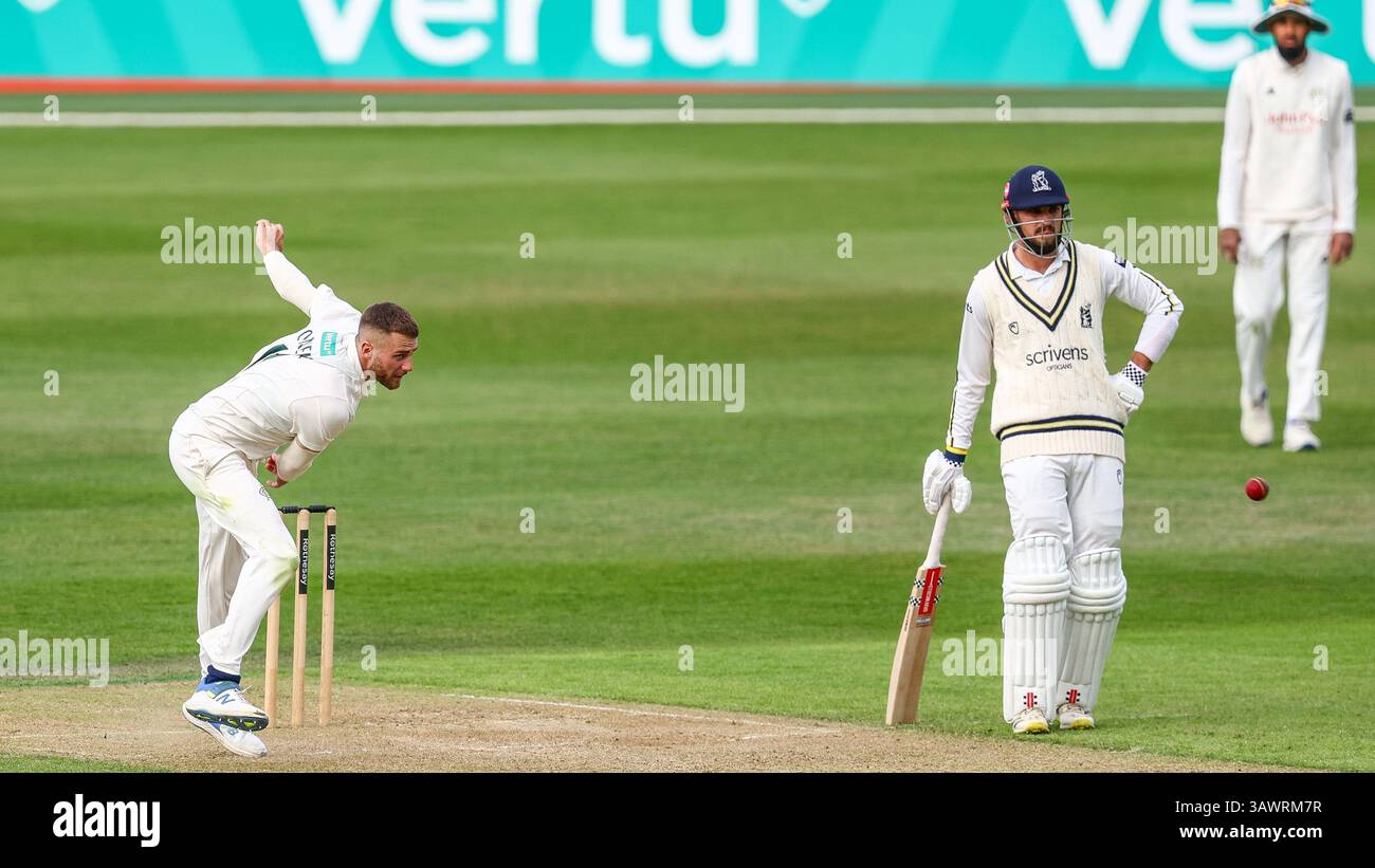 #11, Fergus O'Neill of Nottinghamshire in action bowling during the ...