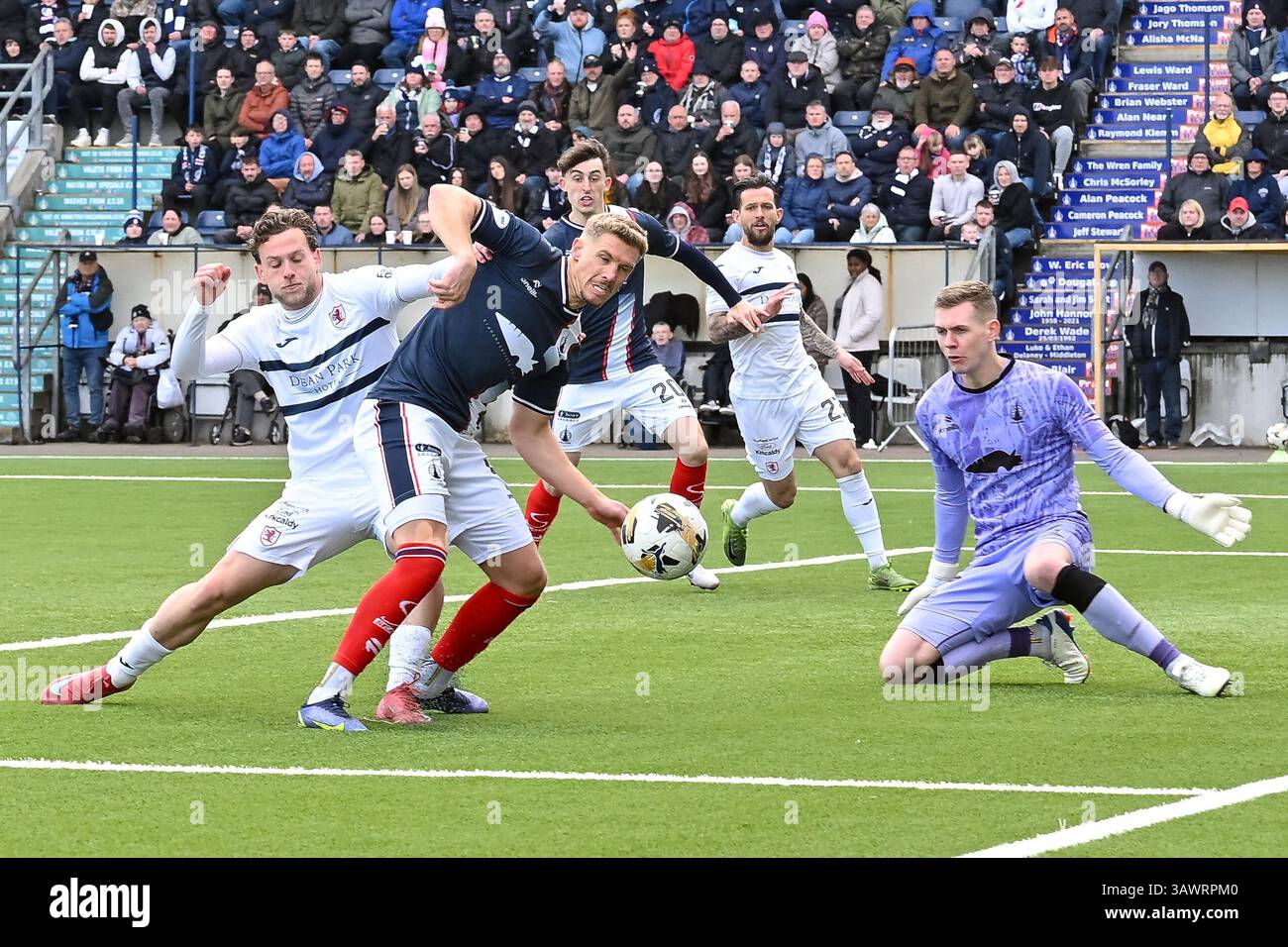Falkirk, Scotland, UK. 19th April, 2025. Jamie Gullan of Raith Rovers ...